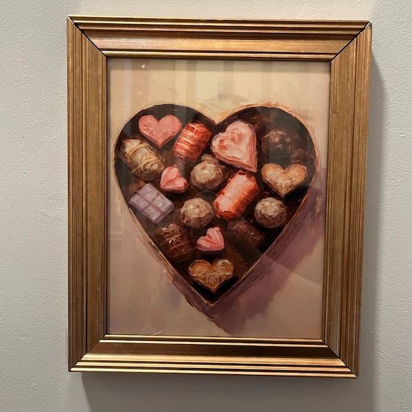 Heart Shaped Chocolate Box Valentines Day Decor Valentines Wall Art ...