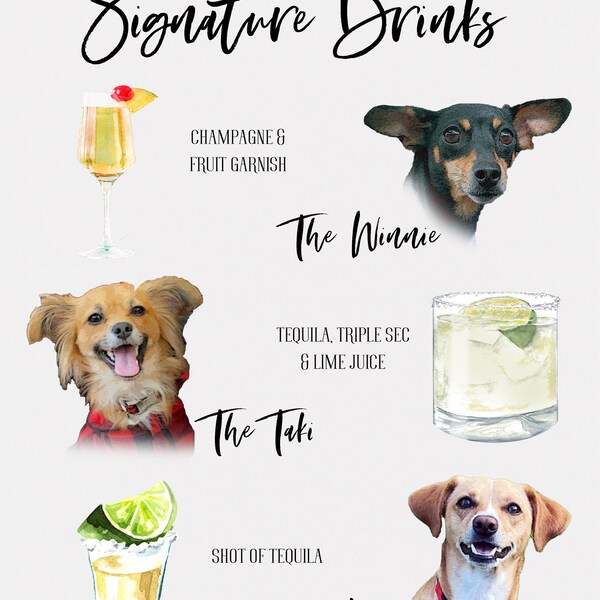 Pet Signature Drink Sign Wedding, Pet Cocktail Sign, Cat Signature ...