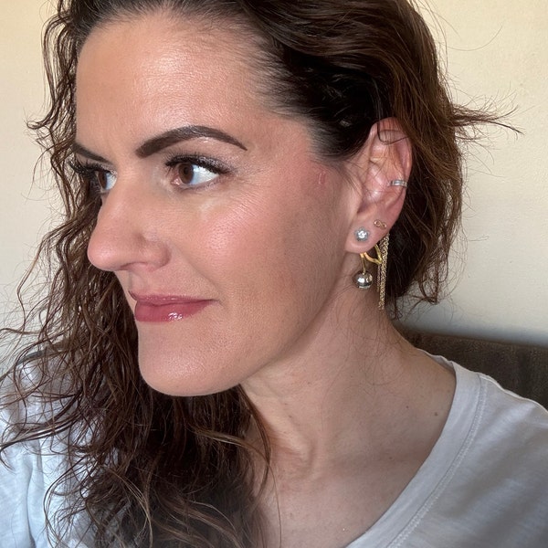 Waterfall Ear Cuff - Silver Cuff With Gold Chain - Liz Fox Roseberry ...