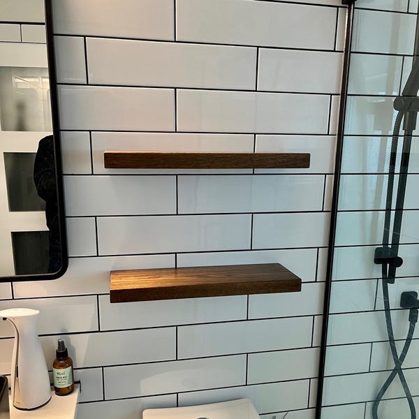 Live Edge Black Walnut Butcher Block Floating Shelf - One Shelf 48"x10 ...