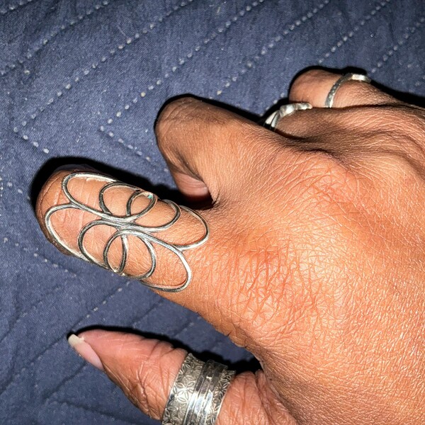 925 Sterling Silver Freeform Ring for Women. 35mm Long, Large Free Form ...