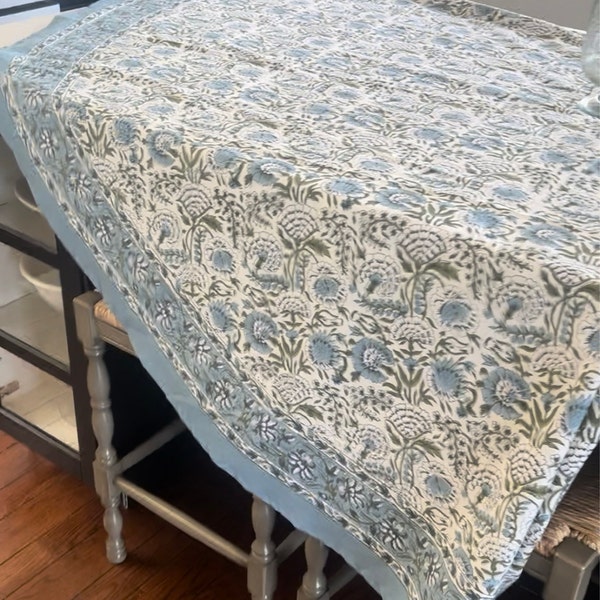 Blue and White Floral Table Cloth, Luxury Round Table Cloth, Wedding ...