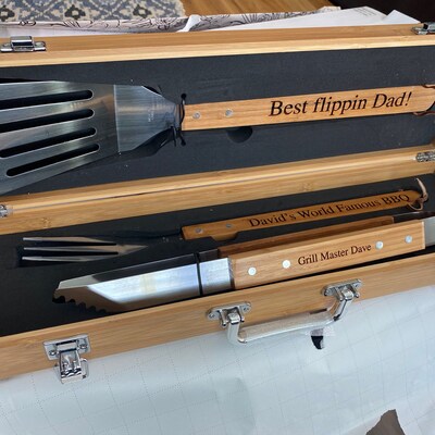 Personalized BBQ Set Fathers Day Gift Christmas Gift for Dad Engraved ...