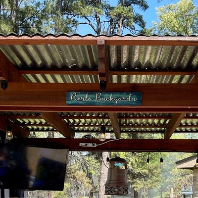 Puerto Backyarda Sign Funny Beach Sign Beachy Sign Wooden Words ...