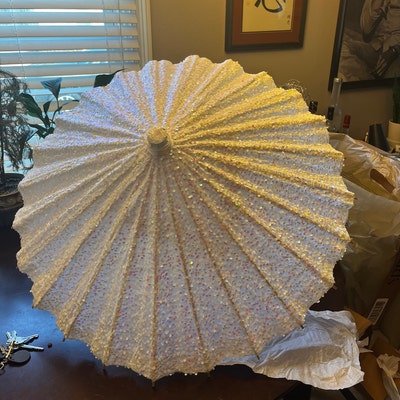 White Sequin Parasol - Etsy