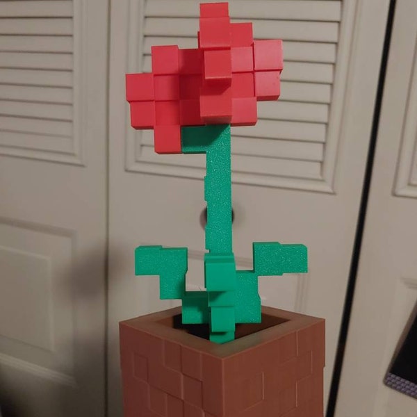 Minecraft Style Rose - Custom Colors - Desk Accessory - Gift for Gamers ...