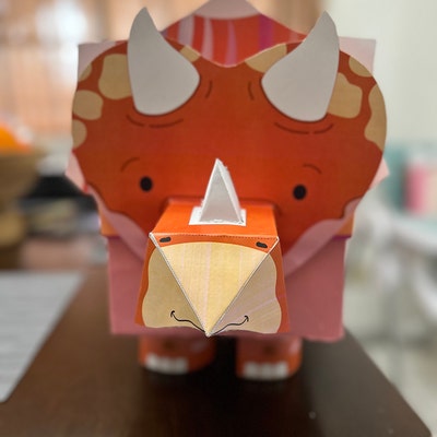 Triceratops Valentine Box Kit Printable Dinosaur Mailbox for Valentine ...