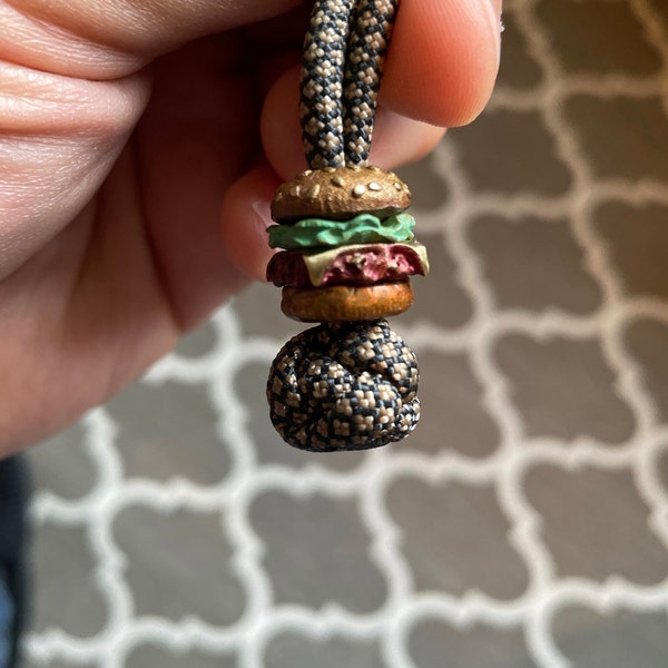 Paracord Bead "cheeseburger Hamburger" Knife Bead-lanyard Bead-edc Bead ...