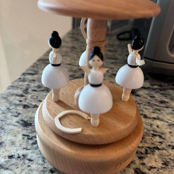 Personalised Ballerina Musical Carousel Wooden, Christmas Music Box ...