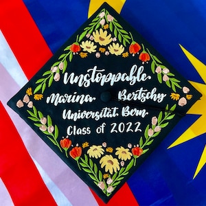 Embroidered Tulip Graduation Cap Topper Graduation Cap - Etsy