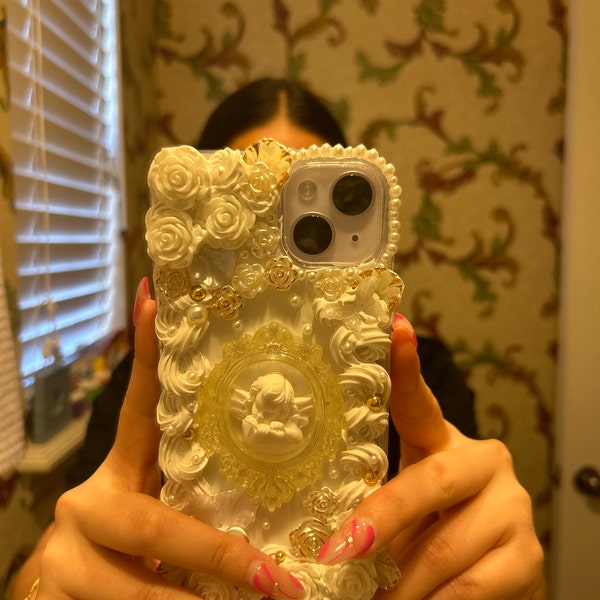 Gold Roses Baroque Style Decoden Phone Case for All Brand, Angel ...