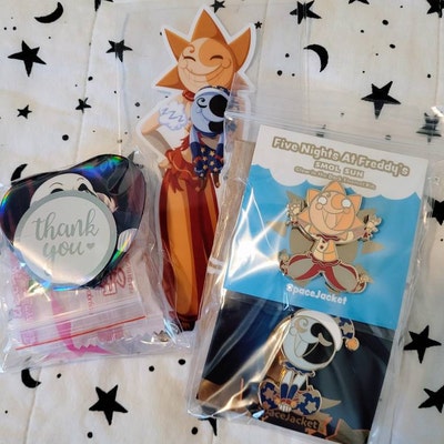 FNAF Smol Sun and Mini Moon Glow-in-the-dark Enamel Pins - Etsy