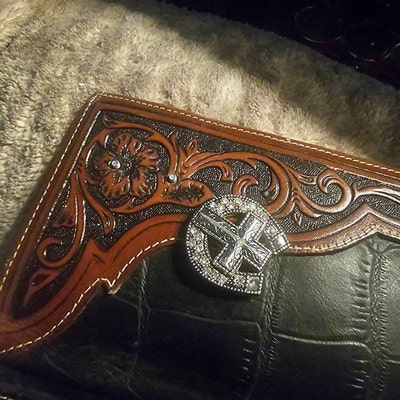 Western Cowboy Wallet Genuine Leather LONG HORN Bi-fold Long Wallet for ...