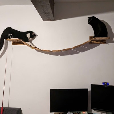 Large Wall Mounted Cat Bridge Lounge Platform Built Solid Wood and ...