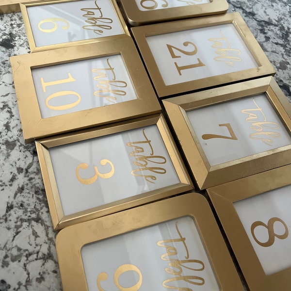 PRINTED Premium GOLD Foil Wedding Table Numbers, 4x6 Calligraphy Foil ...