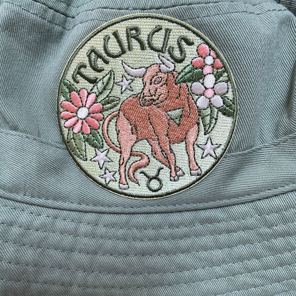 Zodiac Iron on Patch 70s Art Nouveau Boho Embroidered Patches Aries ...