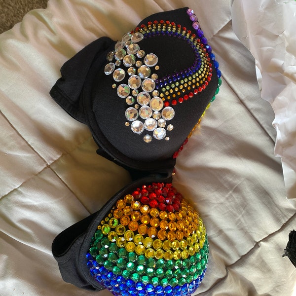 Fully Hand Jeweled Bra (front and Back) - Etsy