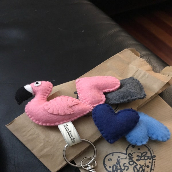 Flamingo Key-chain.cute Felt Flamingo.handmade Flamingo Keychain ...