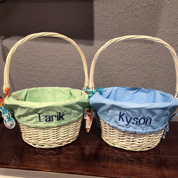 Personalized Light Green Easter Basket With Liner, Easter Baskets ...