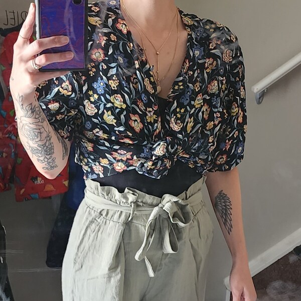 Vintage Crop Top Women's M 1980s 100% Cotton Funky Cropped Tee Made in ...