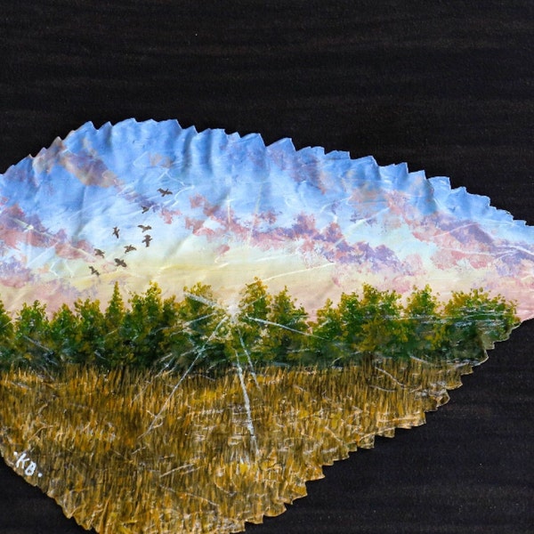 Abundant - Preserved Leaf Art Print, Landscape Artwork, Maple Leaf Art ...