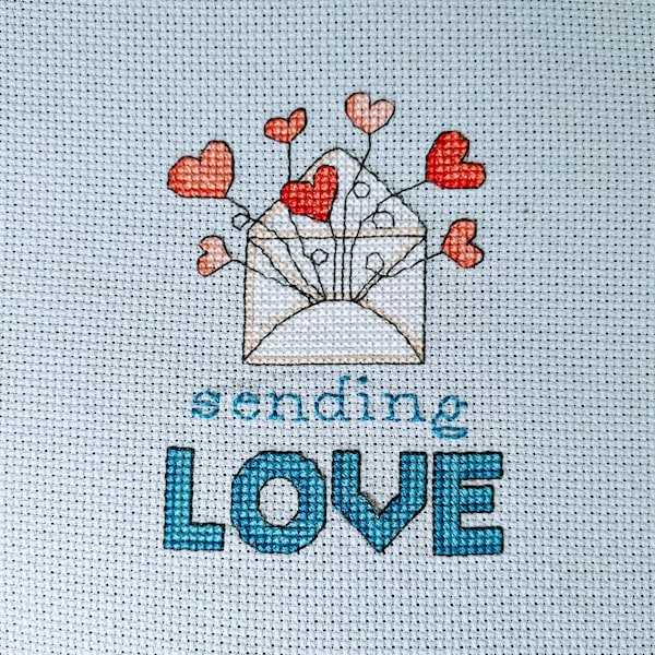 Mini Envelope of Hearts Cross Stitch Pattern for Valentines Day ...