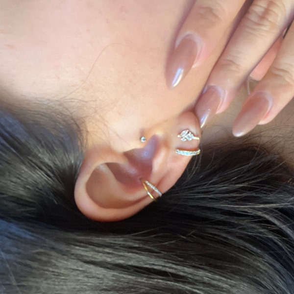 ASTM F136 Gem and Smooth Split Double Conch Hoop, Conch Earring, Conch ...