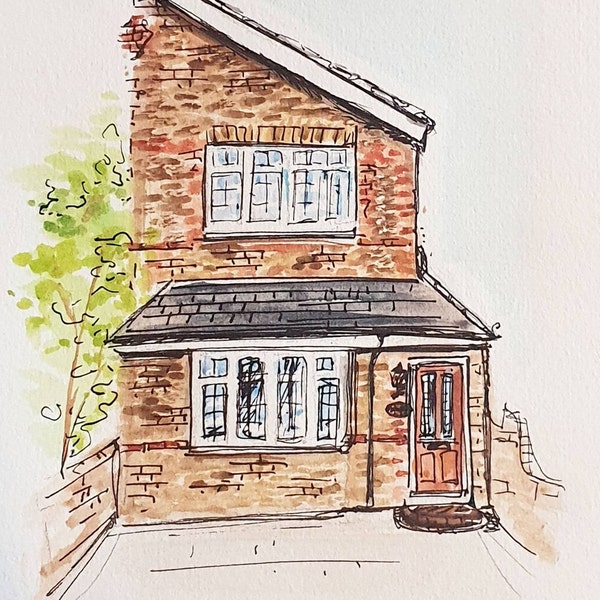 Custom House Portrait, Hand Painted, Housewarming Gift, First Home ...