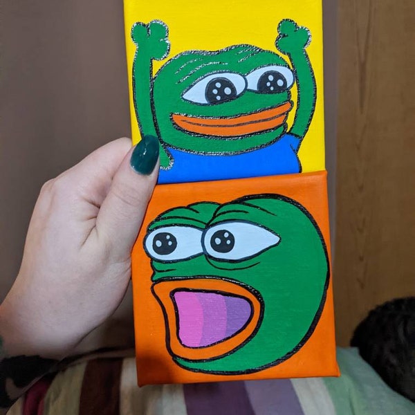 Painting on Canvas - Pepe Hands Crying - Etsy