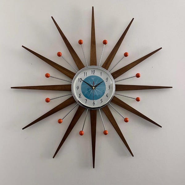 Starburst Clock by Royale - 27 Inch Hand Made Mid Century Modern Seth ...