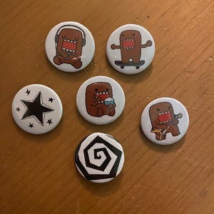 Domo Pins 4 Piece 1 Inch Button Pin Set Comes With Freebies Please Read ...