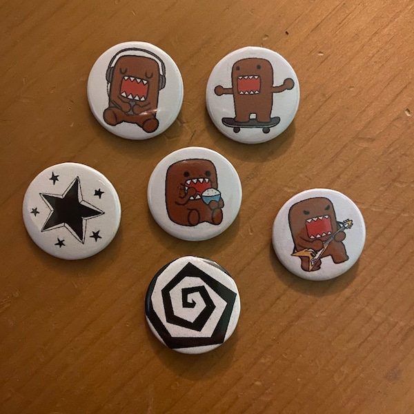 Domo Pins! | 4 Piece 1 Inch Button Pin Set | Comes With Freebies! - Etsy