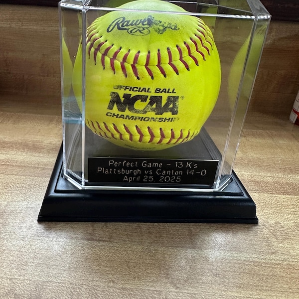 Clear SOFTBALL Display, With Name Plate | HOME RUN or Game Ball Display ...