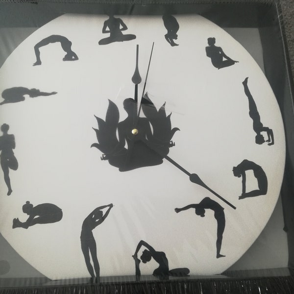 Day&night Yoga Clock, Vinyl Yoga Wall Clock, Yoga Gift, Gift for Yoga ...