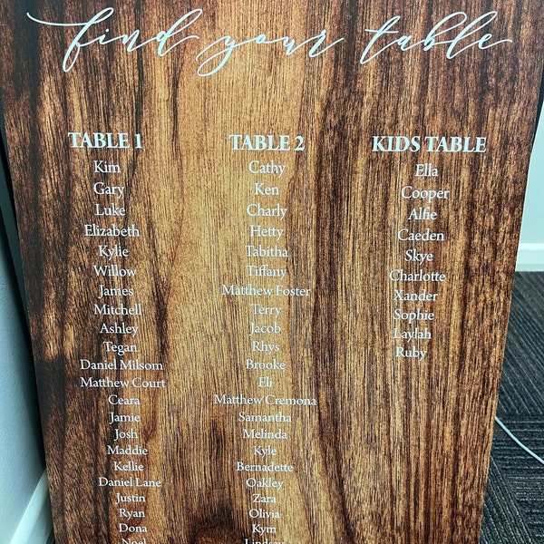 Find Your Table Seating Plan Wedding Sign - Quality 6mm Wooden MDF Sign ...