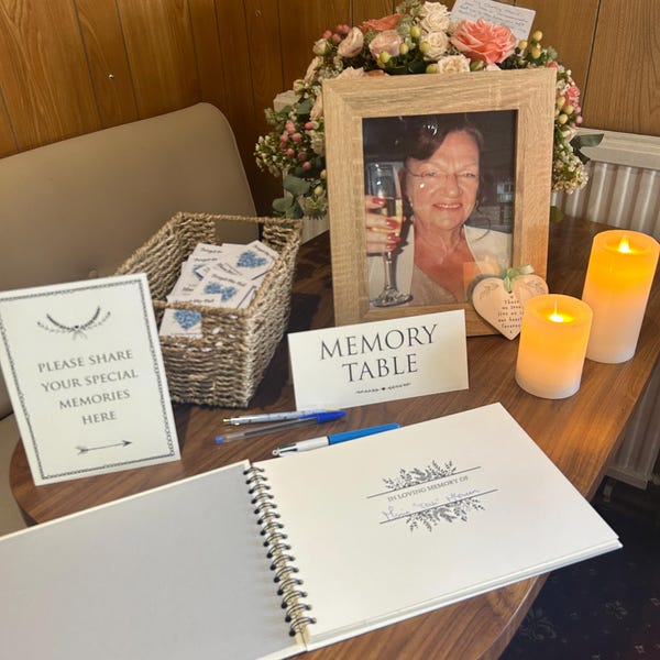 A4 Ivory Funeral Memory Book & 2 Signs - Perfect for Condolence Book ...