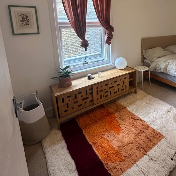 70% OFF* Handmade Pink and Yellow Wool Rug, Geometric Modern Area ...