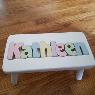 Personalized Puzzle Stool White Finish. - Etsy