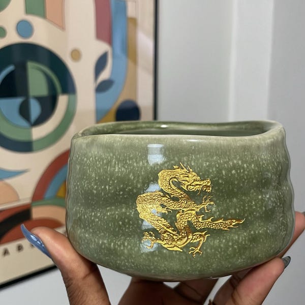 Hand-painted Fish Ceramic Matcha Bowl With Spout Matcha Tea Ceremony ...