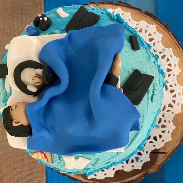 Messy Bed Cake Toppers, Handmade Fondant Cake Toppers for Teenage Boy ...