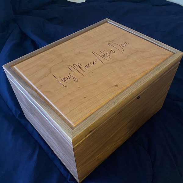 Extra Large Keepsake Memory Box, Personalized Walnut and Cherry Wood ...