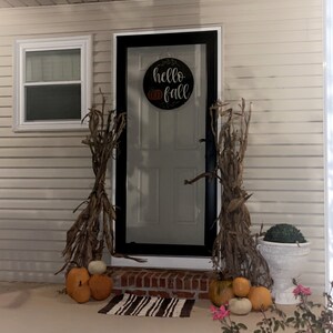 Front Door Decor, Hello Fall Door Sign, Fall Door Hanger, Hello Pumpkin ...