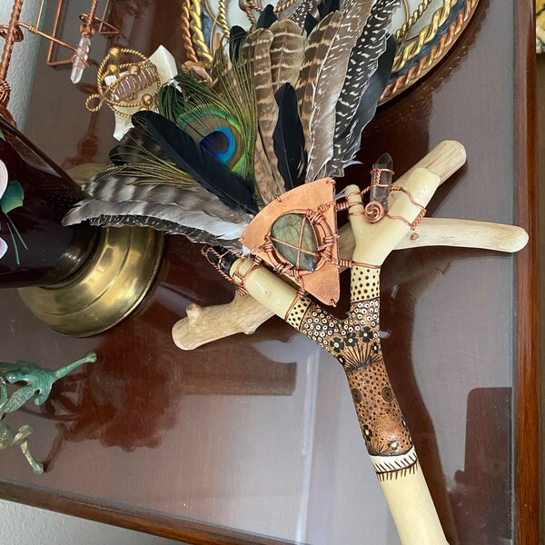 Smokey Lemurian Crystal Copper Wand With Magnets, Natural Gem Crystal ...