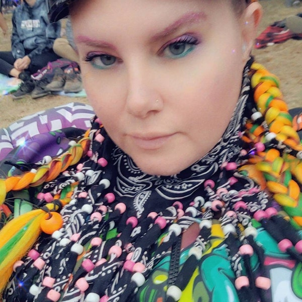 Tie Dye Rave Bandana / Festival Dust Mask With Bead Fringe - Etsy