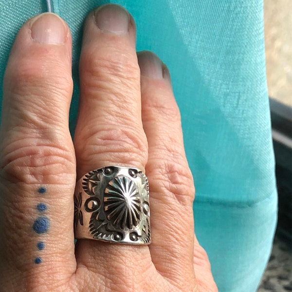 Handmade Blackjack Turquoise and Sterling Silver Ring. Size 10.5. Snake ...