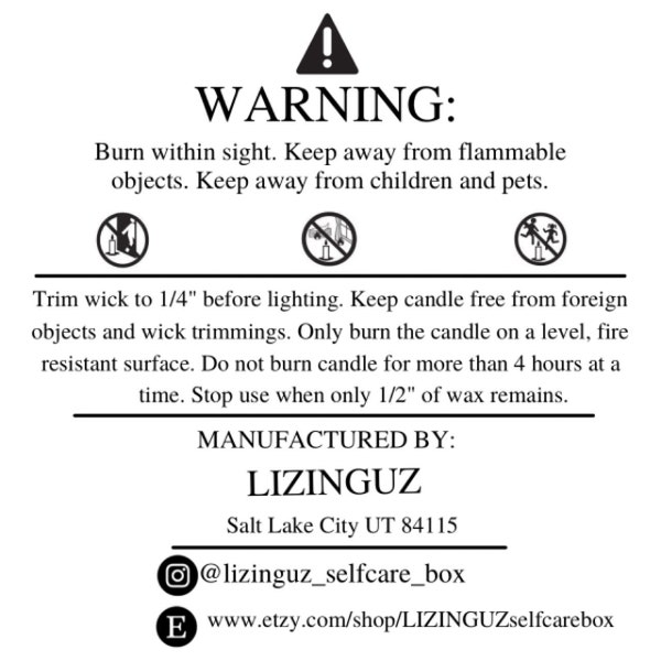 Candle Warning Label Template DIGITAL DOWNLOAD | Custom Editable ...