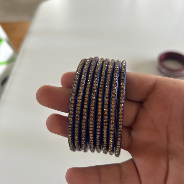 Beautiful Navy Blue and Silver Bangles Set - Perfect Accessory - Etsy