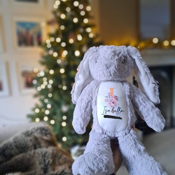 Personalised Bunny Rabbit, New Baby Gift, Personalised Plush Soft Toy ...