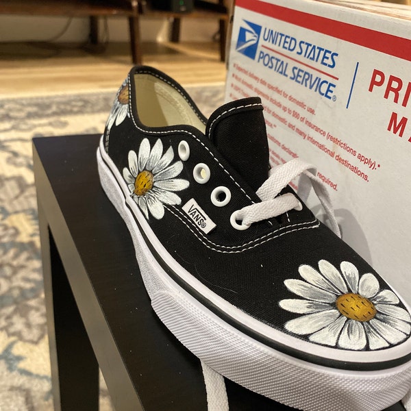 Hand Painted Daisy Vans | Custom Daisy Vans - Etsy