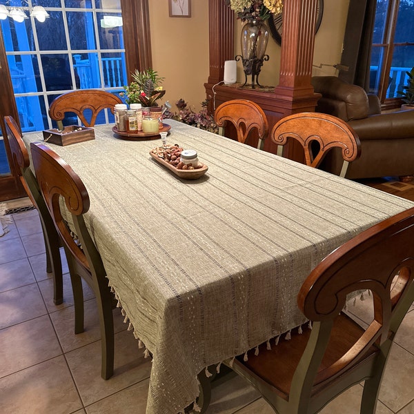 Blue Boho Tablecloth, Crochet Tablecloths, Country Tablecloth, Rustic ...